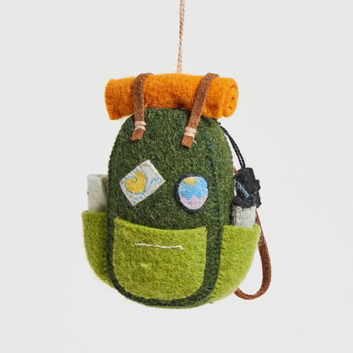 Camping Backpack Felt Ornament 3.75" | THE HOLIDAY HOUSE