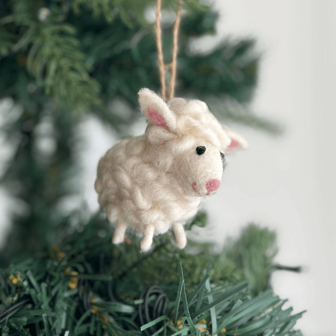 Fluffy Sheep Wool Felt Ornament 3" | THE HOLIDAY HOUSE