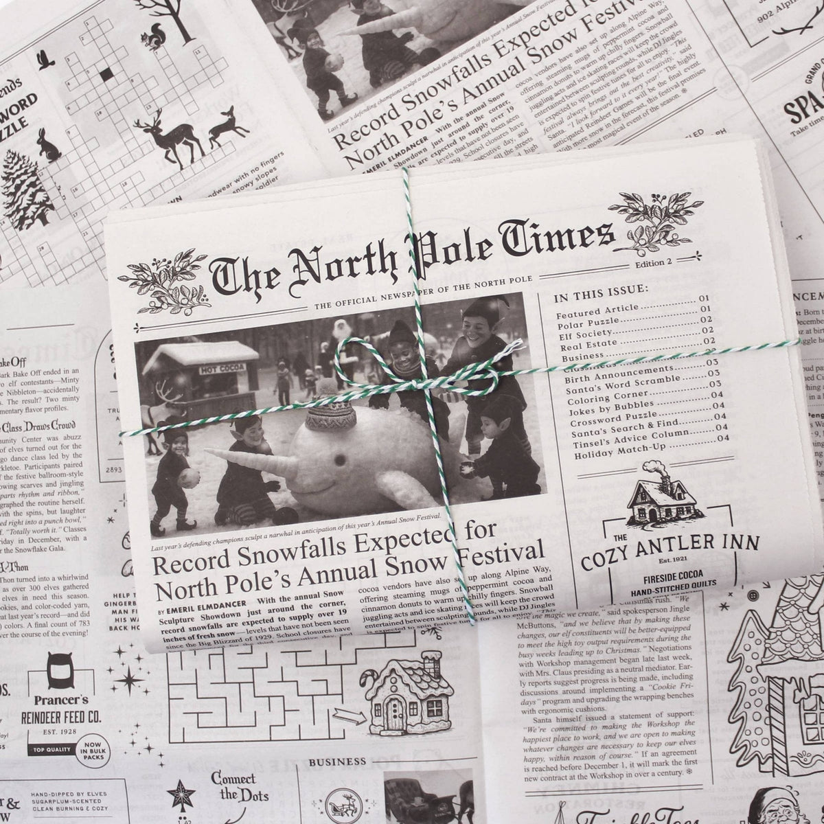North Pole Times Newspaper Gift Wrap + Activity Sheets (Second Edition ...