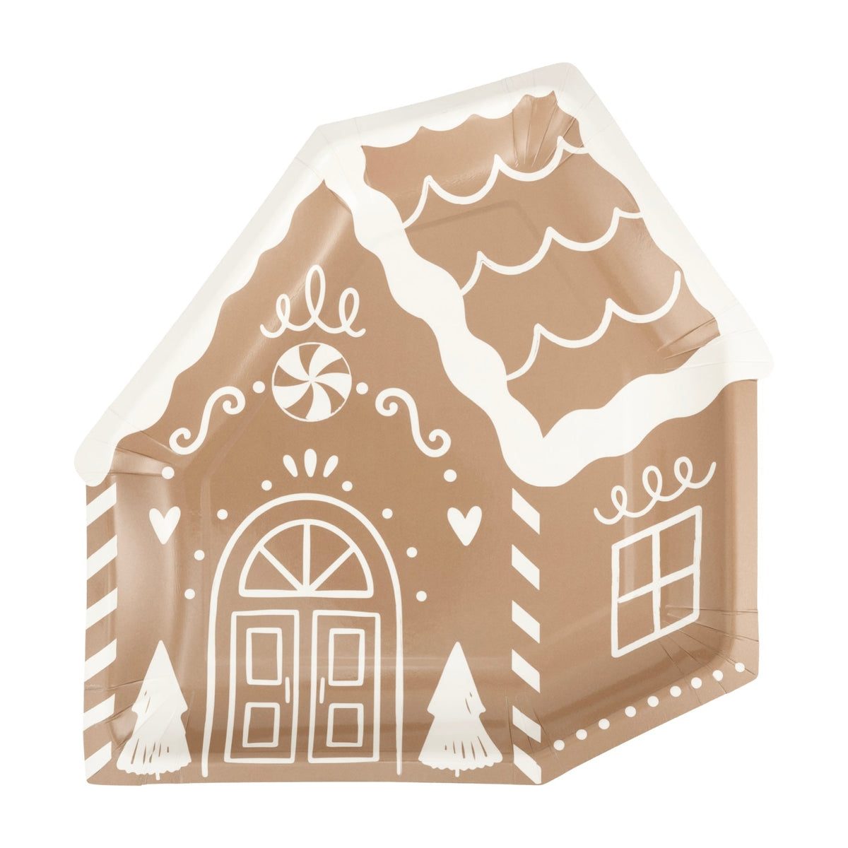 White Trim Gingerbread House Plates 9" – THE HOLIDAY HOUSE